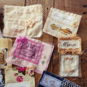 12 French Themed Fabric Snippet Embellishments in a Lace Sachet - Etsy