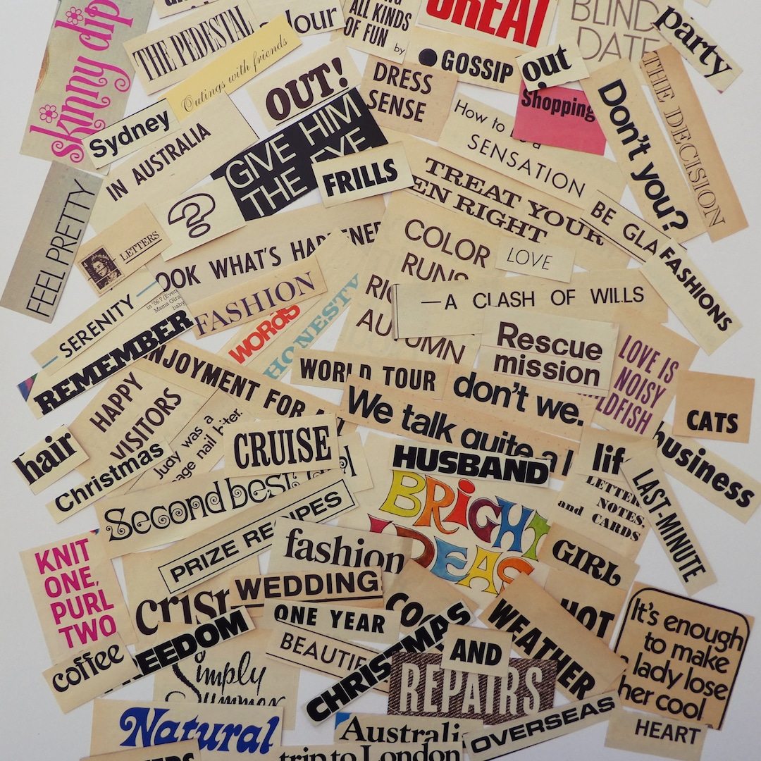 100+ Vintage Words and Phrases Paper Clippings Die Cut Style Paper Cuts ...
