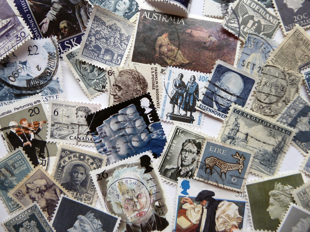 50 Grey Vintage Postage Stamps Mixed Lot - Etsy