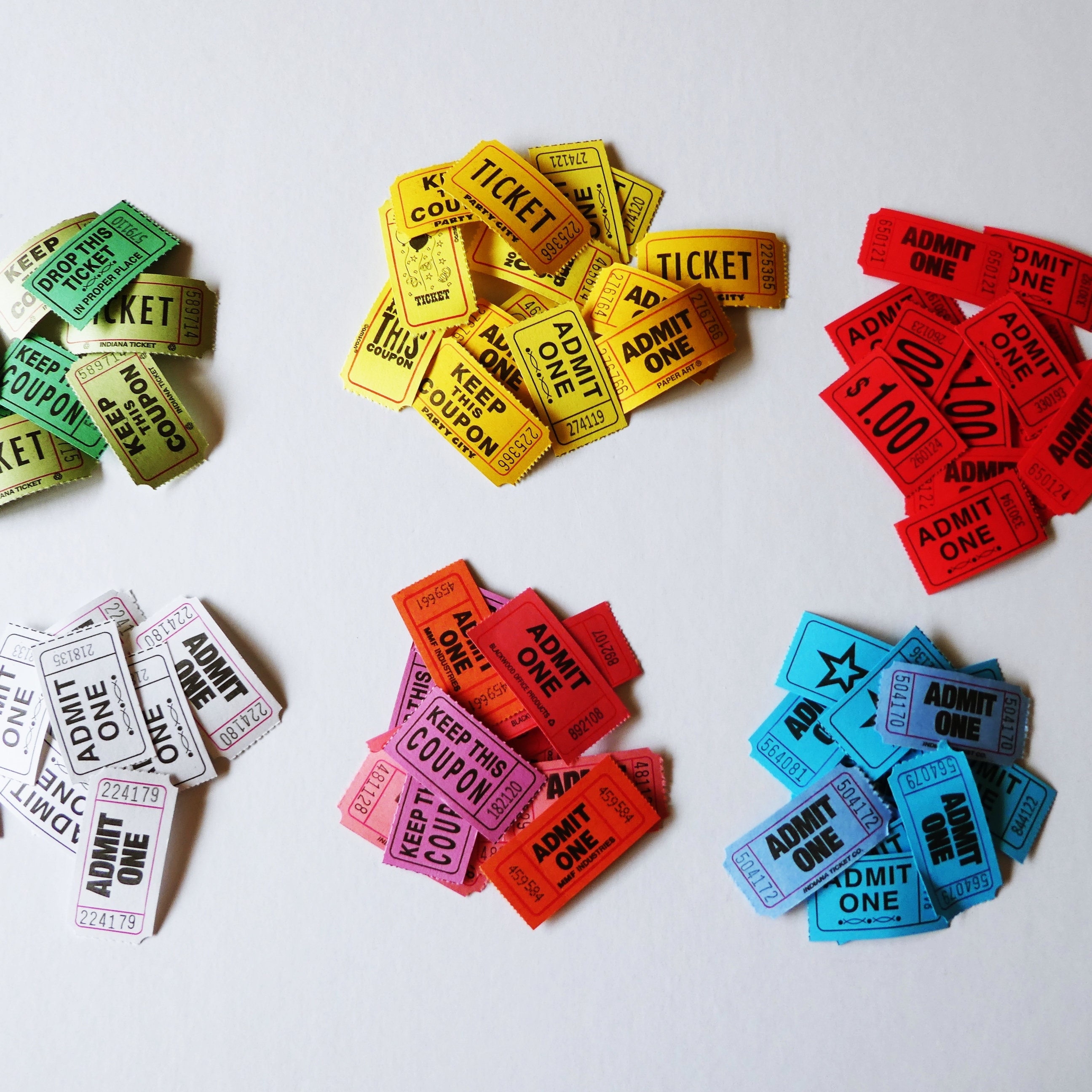 12 Colour Themed Tickets Pack, Admit One Tickets - Etsy