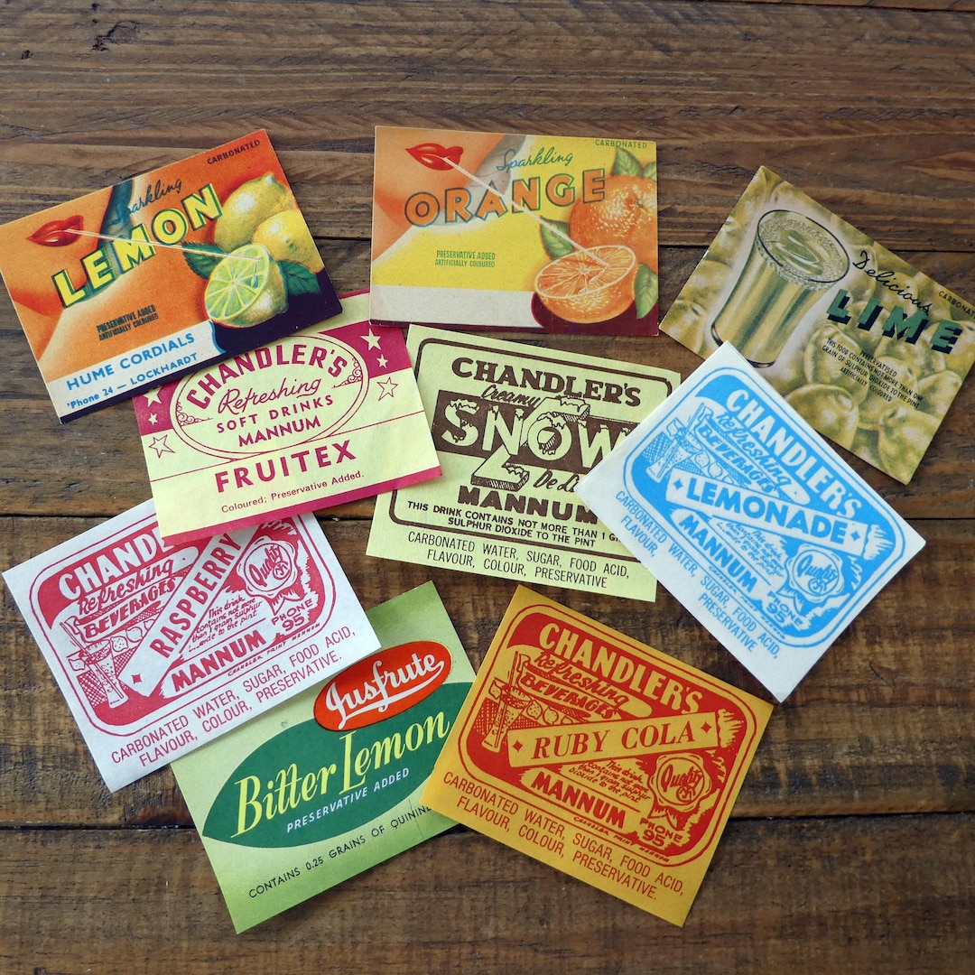 Vintage Soft Drink Bottle Labels - Set of 9 - Ephemera - Etsy