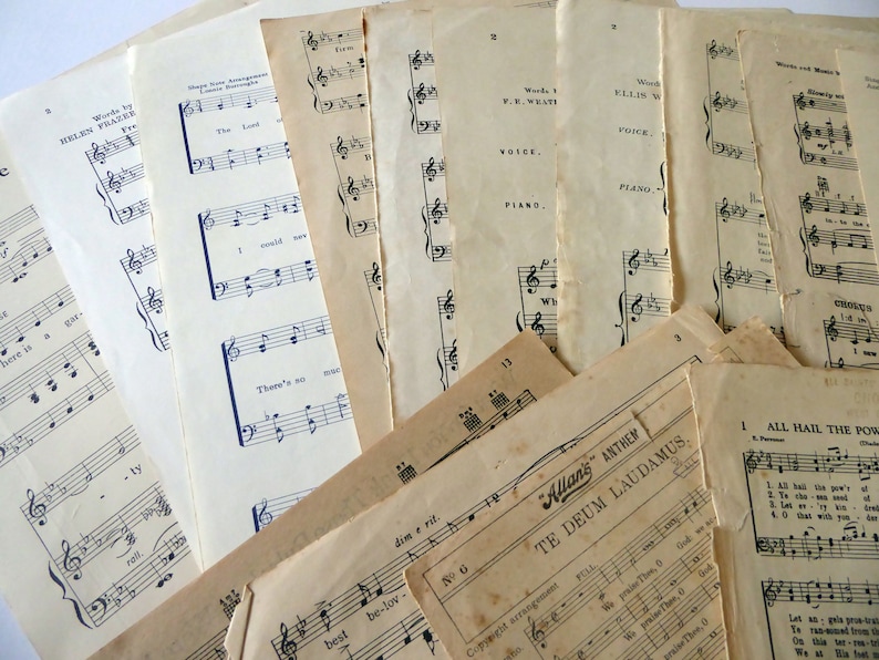 20 Sheets Large Vintage Music Paper Pack, 20 Pages - Etsy