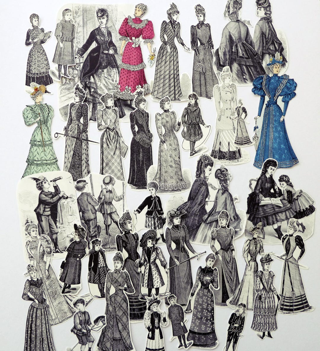 Victorian People Cut Outs, Paper Clippings, 38 Piece Die Cut Style ...