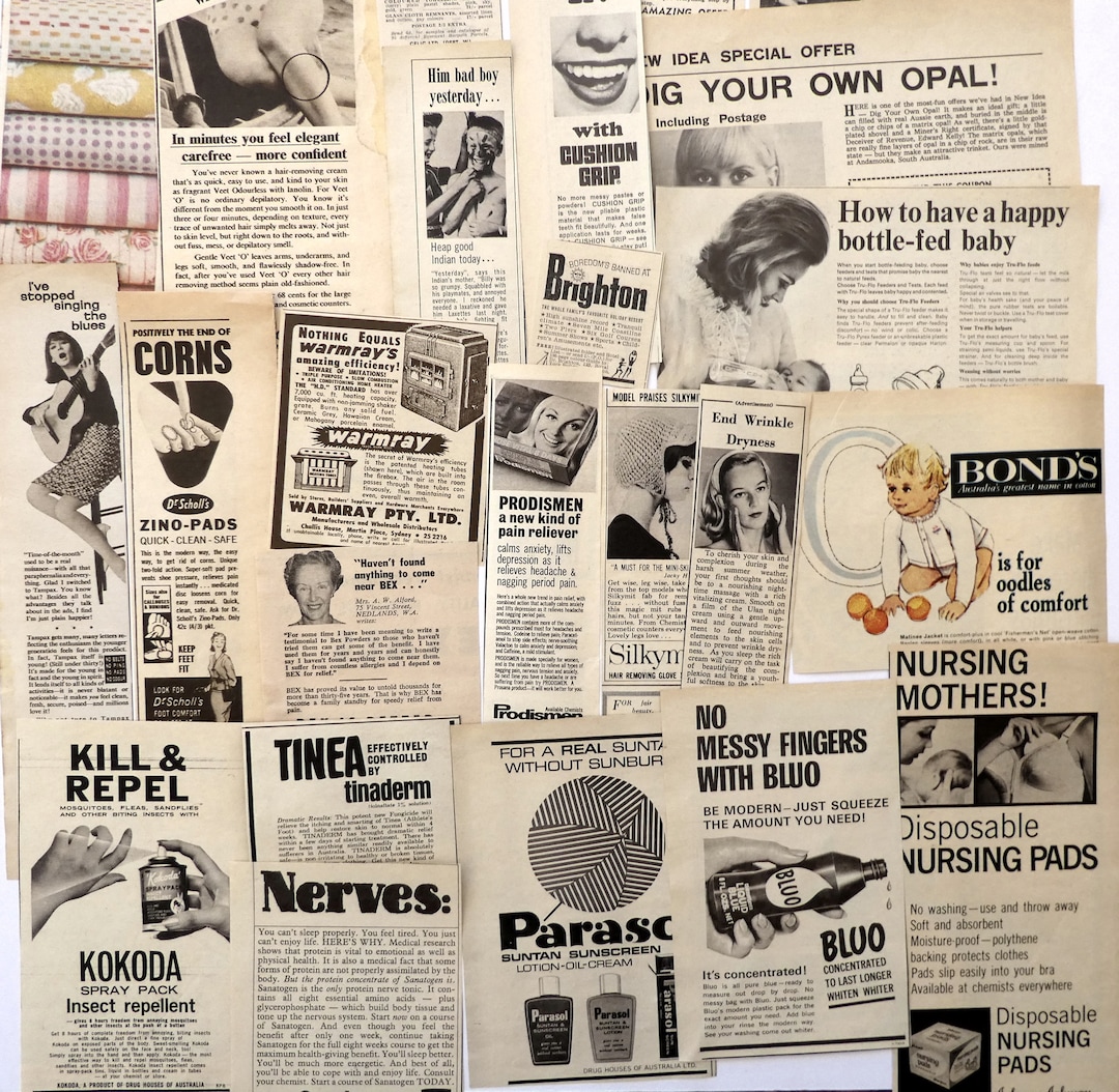 Large 1960s Australian Magazine Advertisements, 50 Piece Paper ...