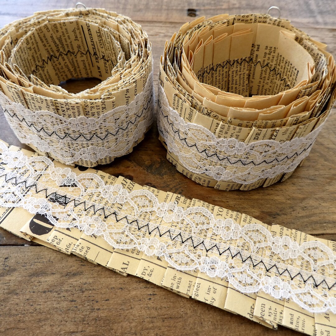 Paper and Lace Ruffles Sewn From Vintage Book Pages - Etsy