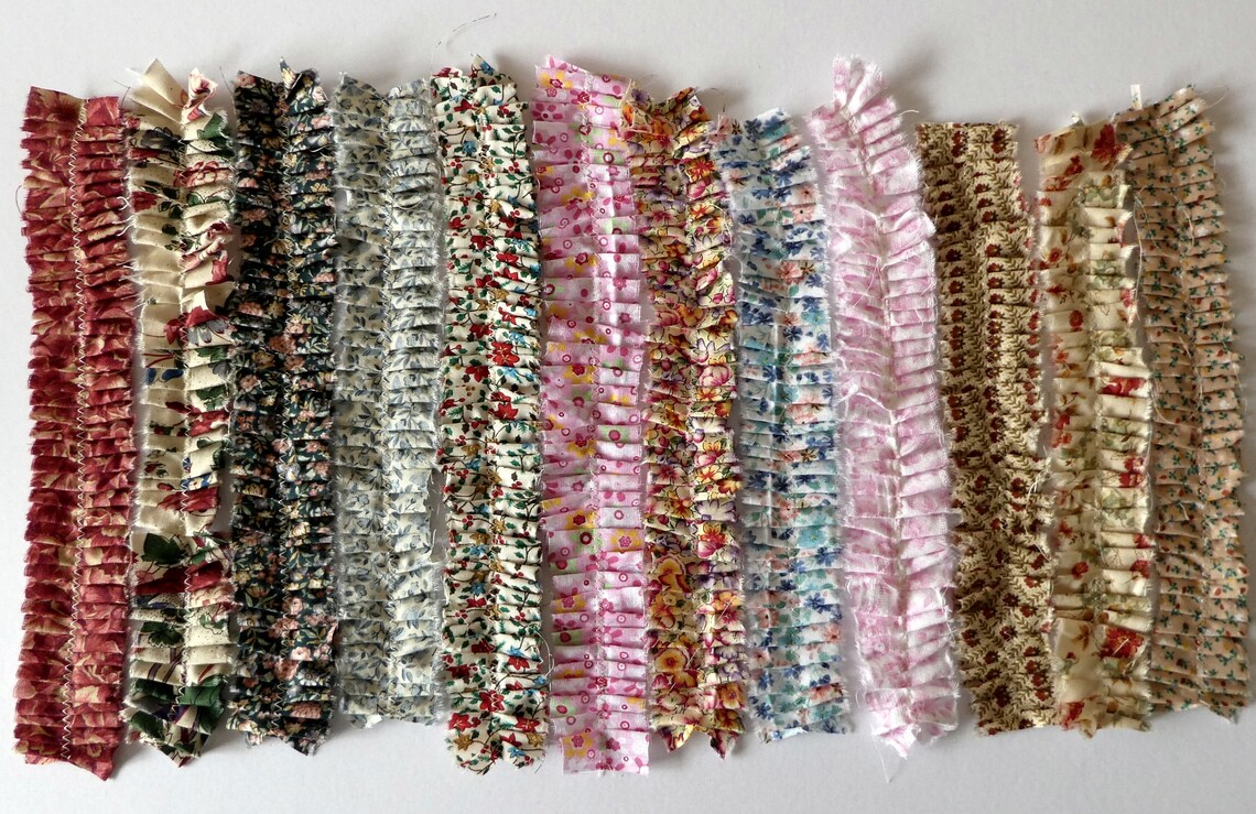 Cotton Fabric Ruffle Strips 12 Pieces for Junk Journal | Etsy