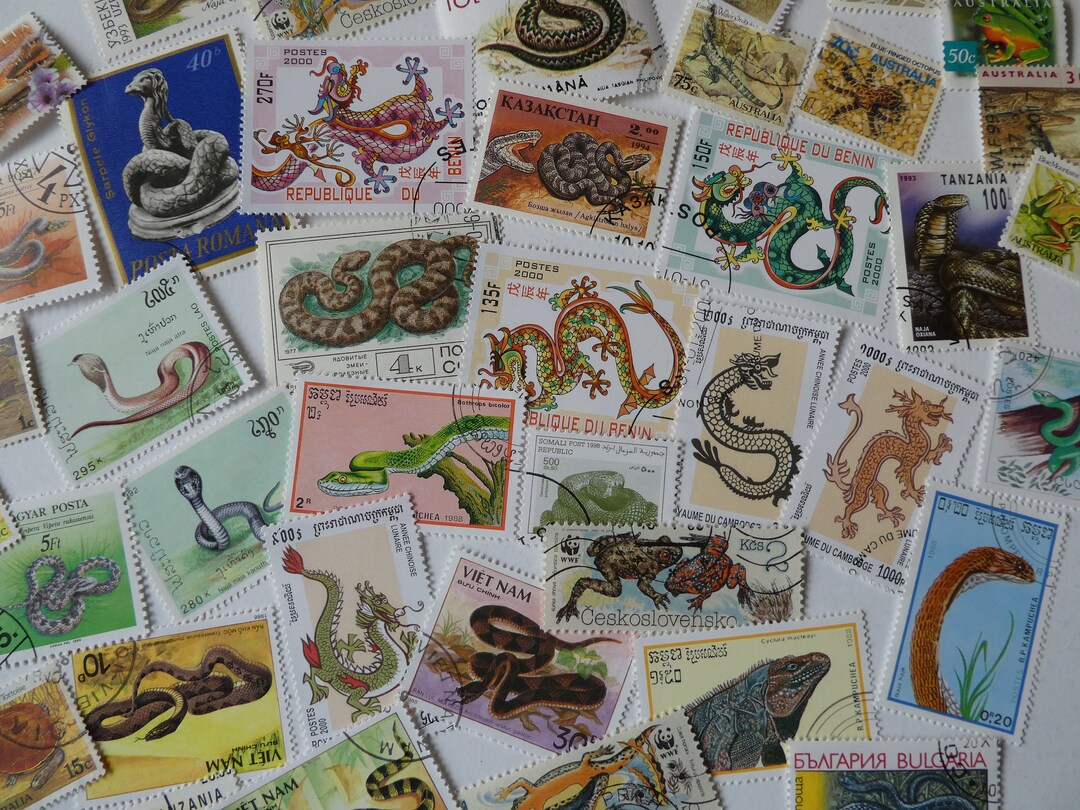 50 Reptiles and Amphibians Postage Stamps - Etsy