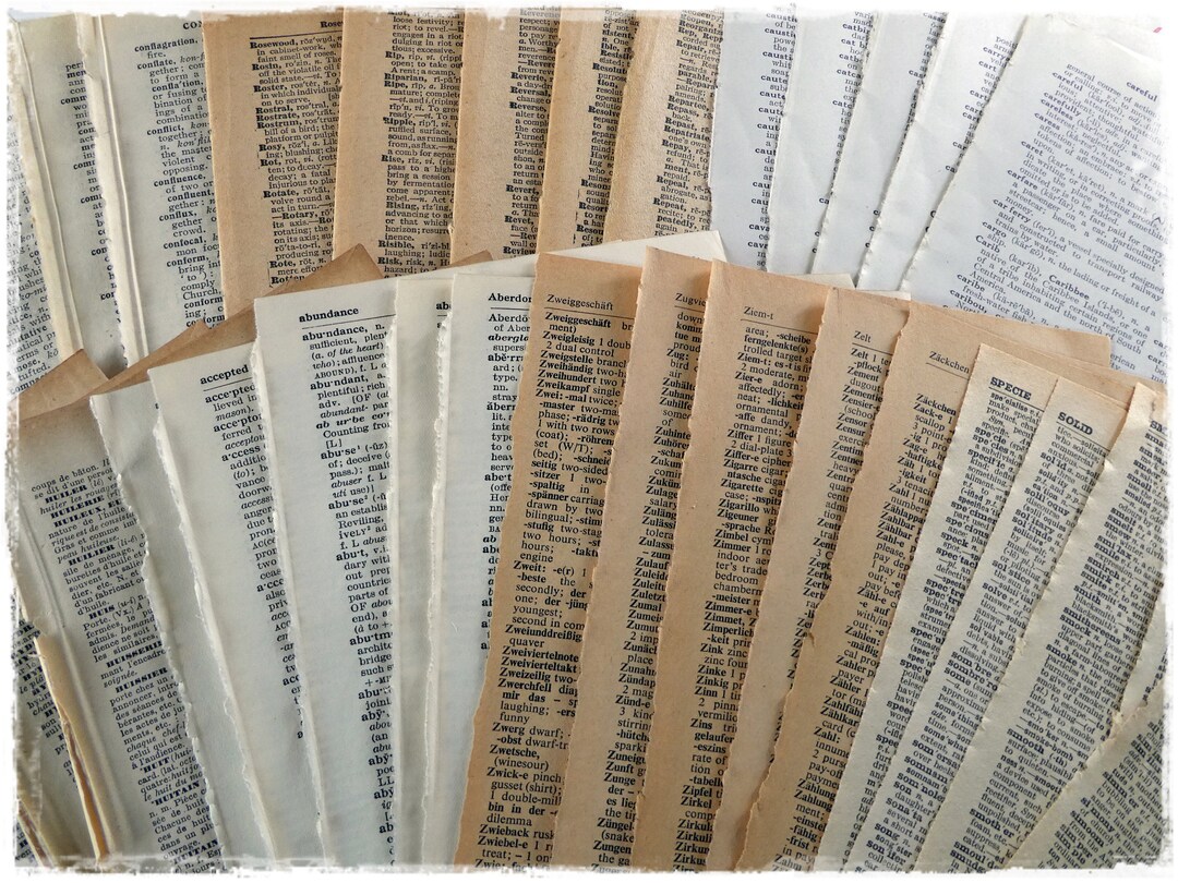 35 Pages Vintage Dictionary Pages Paper Pack, English, French and ...