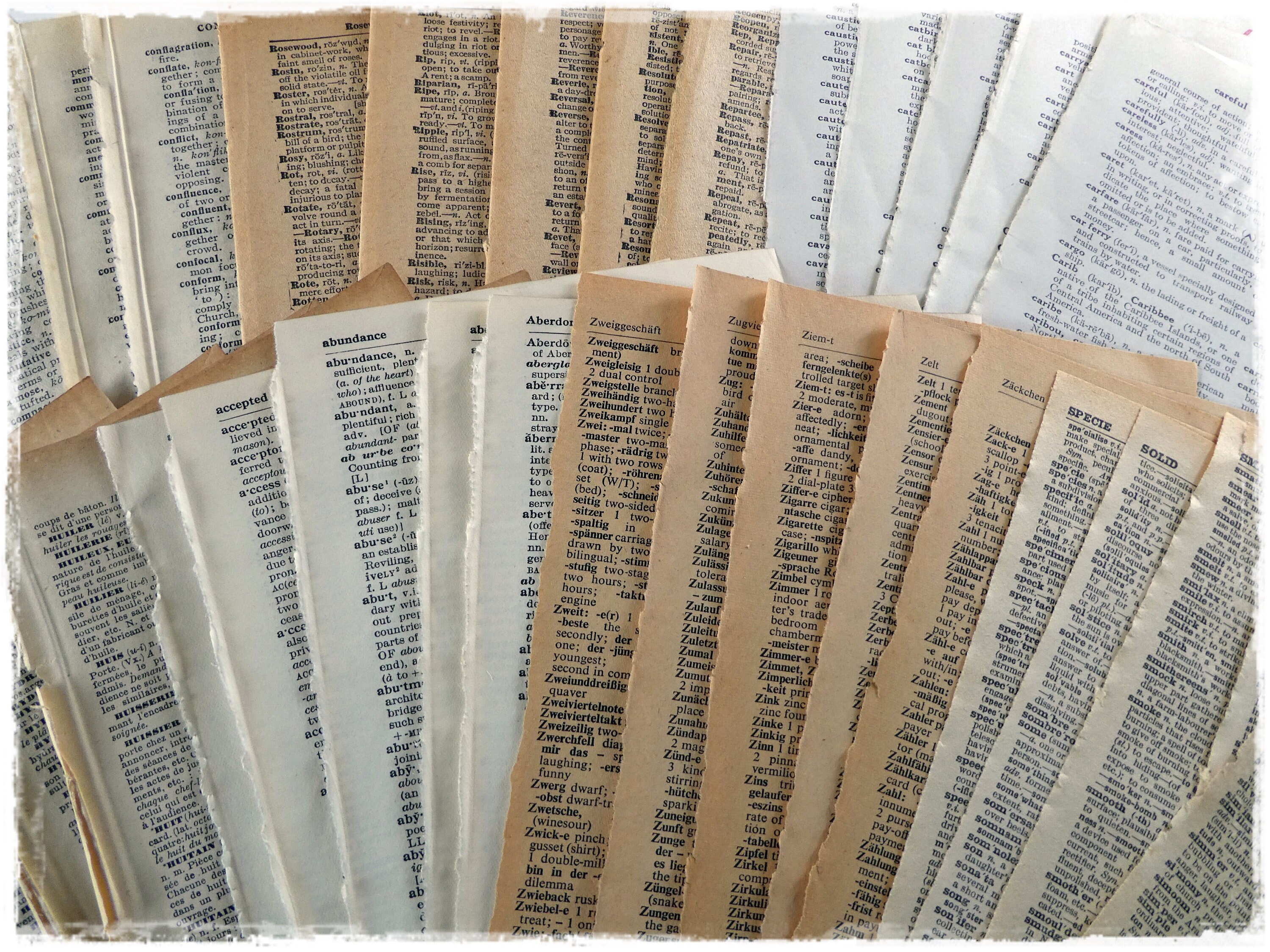 35 Pages Vintage Dictionary Pages Paper Pack, English, French and ...