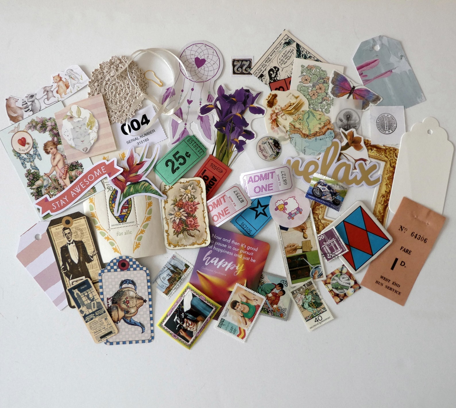 50 Mini Vintage Ephemera Pack Colour Themed Collage Pack | Etsy Australia