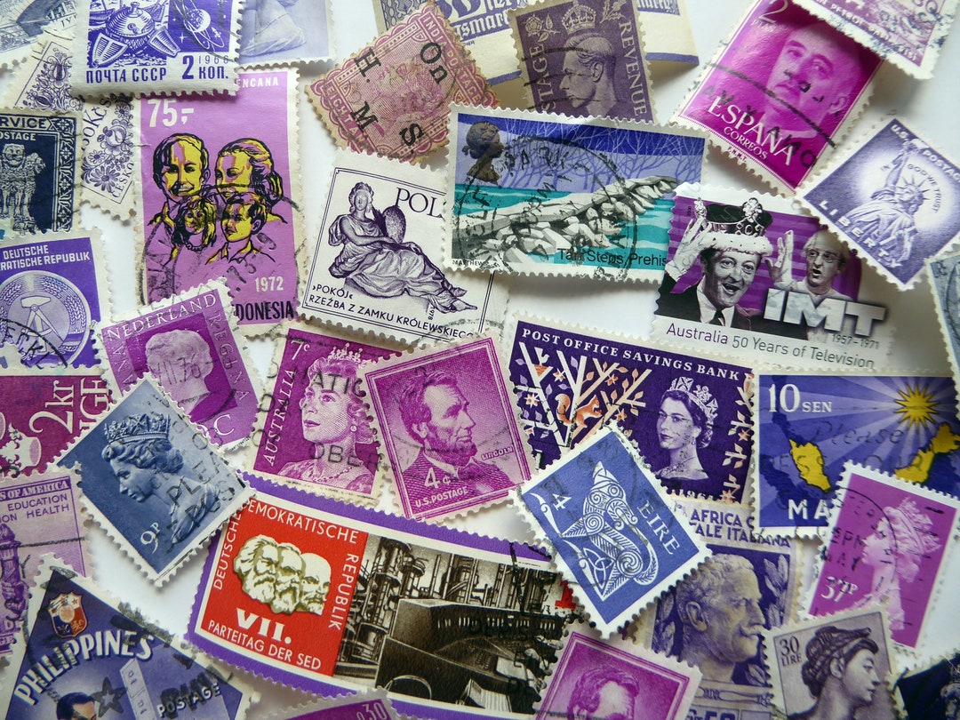 50 Purple Vintage Postage Stamps Mixed Lot - Etsy