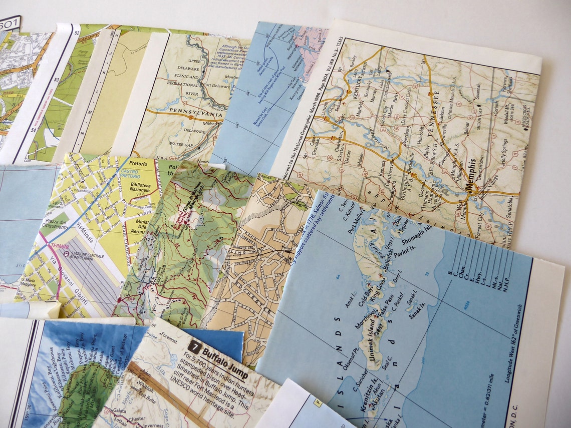 30 Piece Vintage Map Paper Scrap Pack 30 Map Collage Papers - Etsy