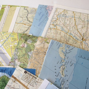 30 Piece Vintage Map Paper Scrap Pack, 30 Map Collage Papers - Etsy