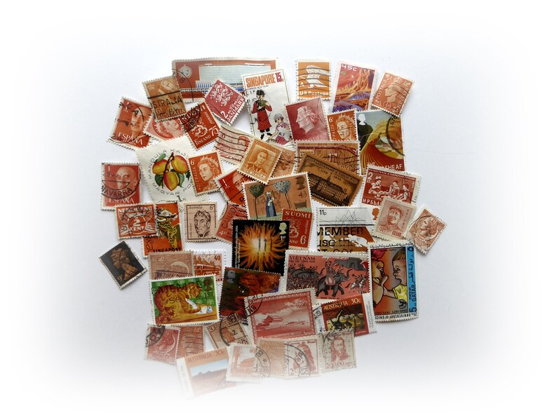 50 Orange Vintage Postage Stamps Mixed Lot - Etsy