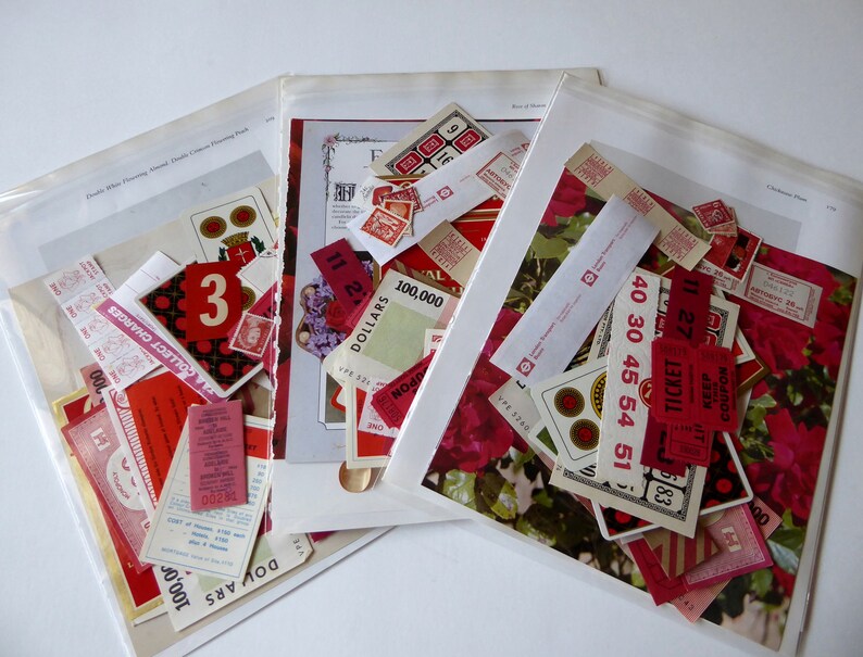 Red vintage ephemera pack 30 pieces | Etsy