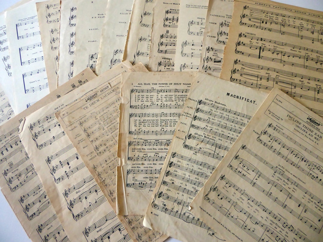 20 Sheets Large Vintage Music Paper Pack, 20 Pages - Etsy