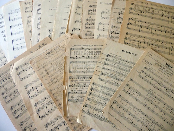 20 sheets large vintage music paper pack 20 pages | Etsy