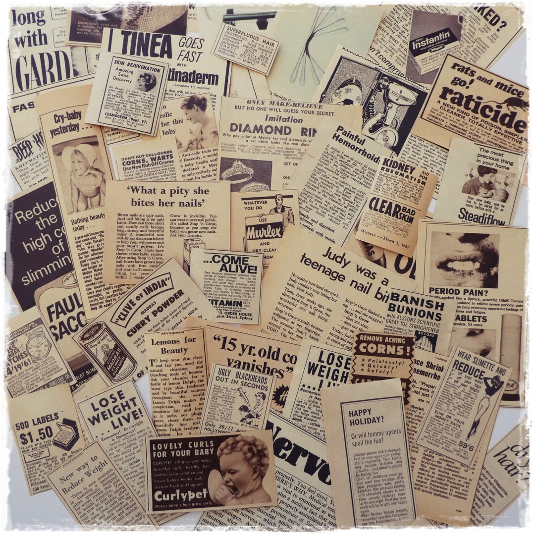50 1960s Australian Magazine Advertisements, 50 Small Piece Paper ...