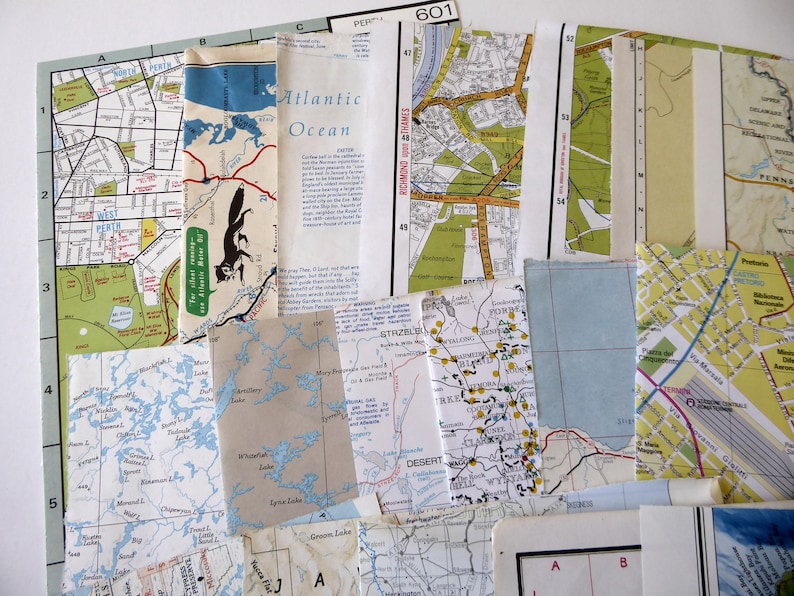 30 Piece Vintage Map Paper Scrap Pack 30 Map Collage Papers | Etsy