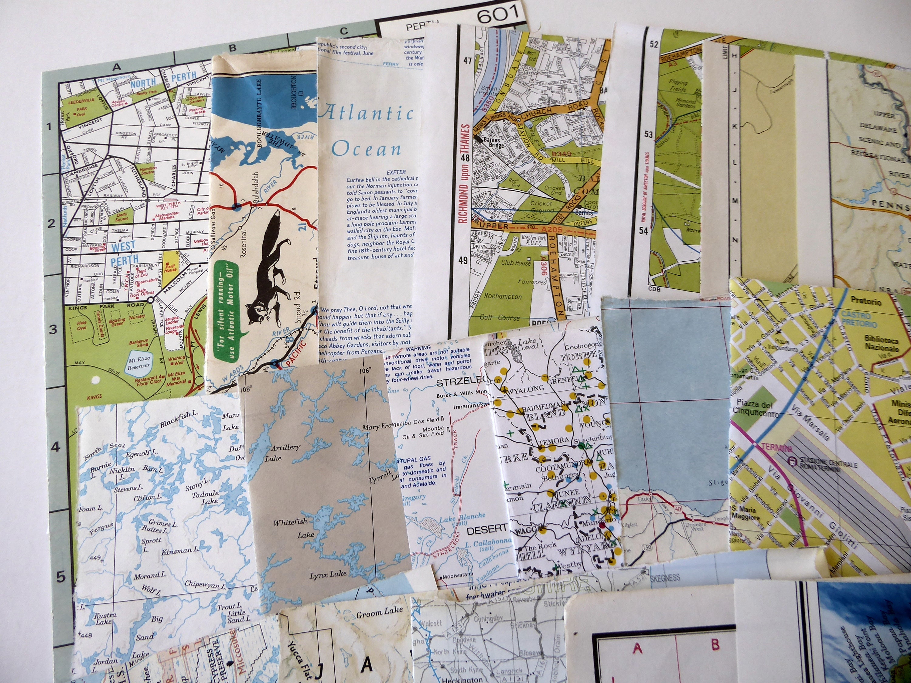 30 Piece Vintage Map Paper Scrap Pack 30 Map Collage Papers | Etsy