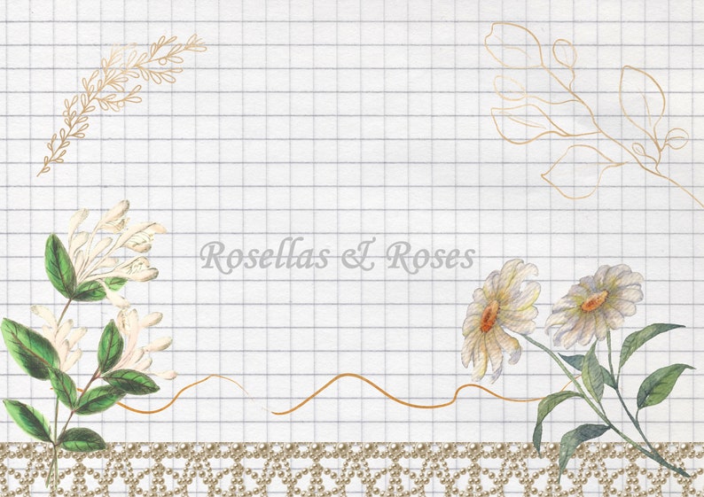 Floral Ledger Paper Pack, Instant Download, Printable JPEG - Etsy