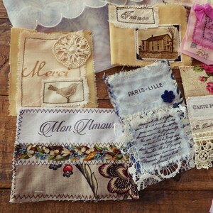 12 French Themed Fabric Snippet Embellishments in a Lace Sachet - Etsy