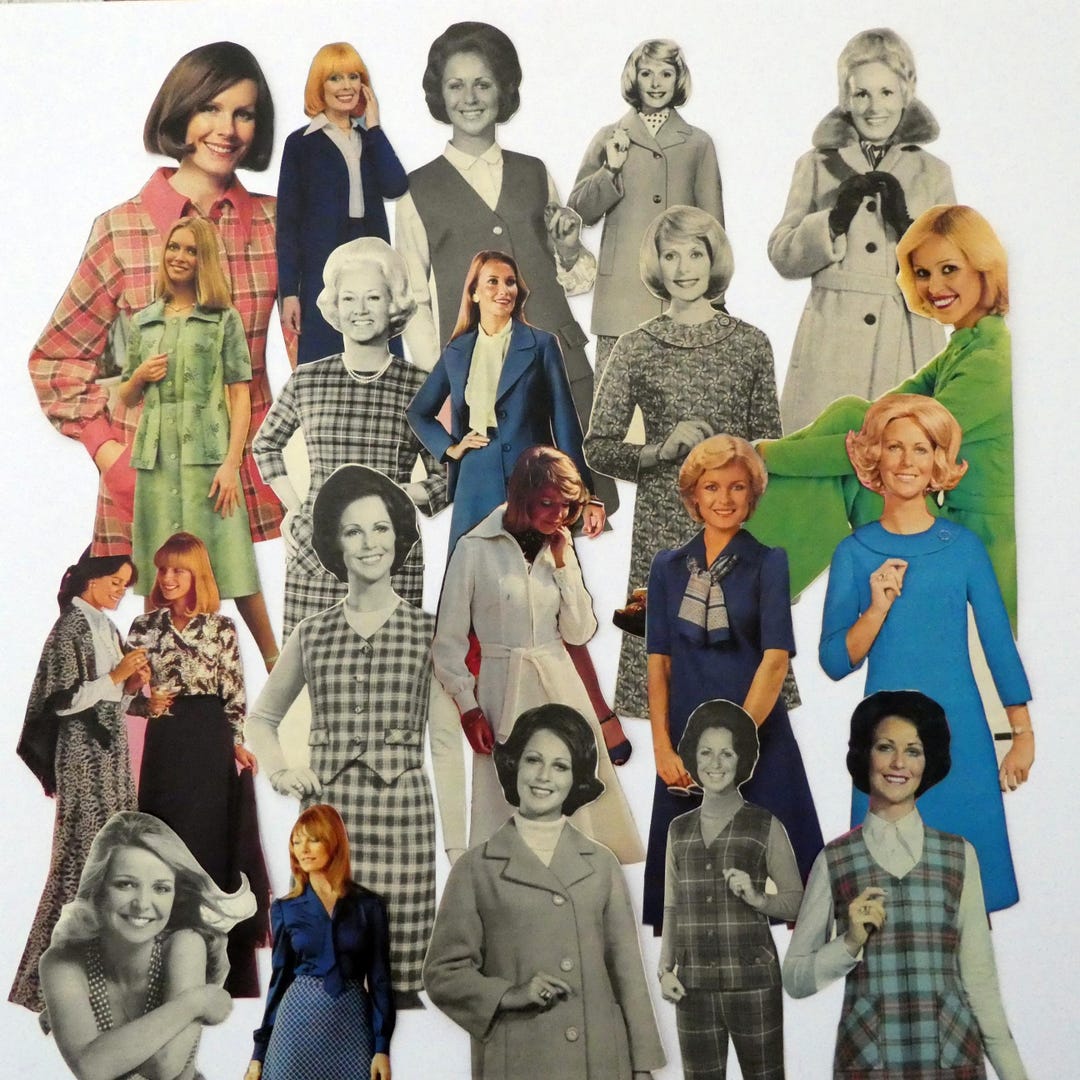 Vintage 1970s Collage Fashion Pieces, Ladies, 20 Pieces Fussy Cut ...