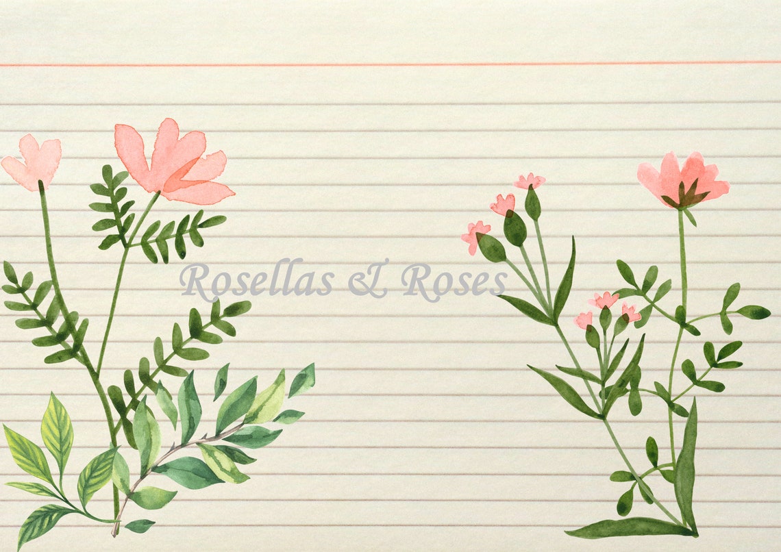 Floral Ledger Paper Pack, Instant Download, Printable JPEG - Etsy