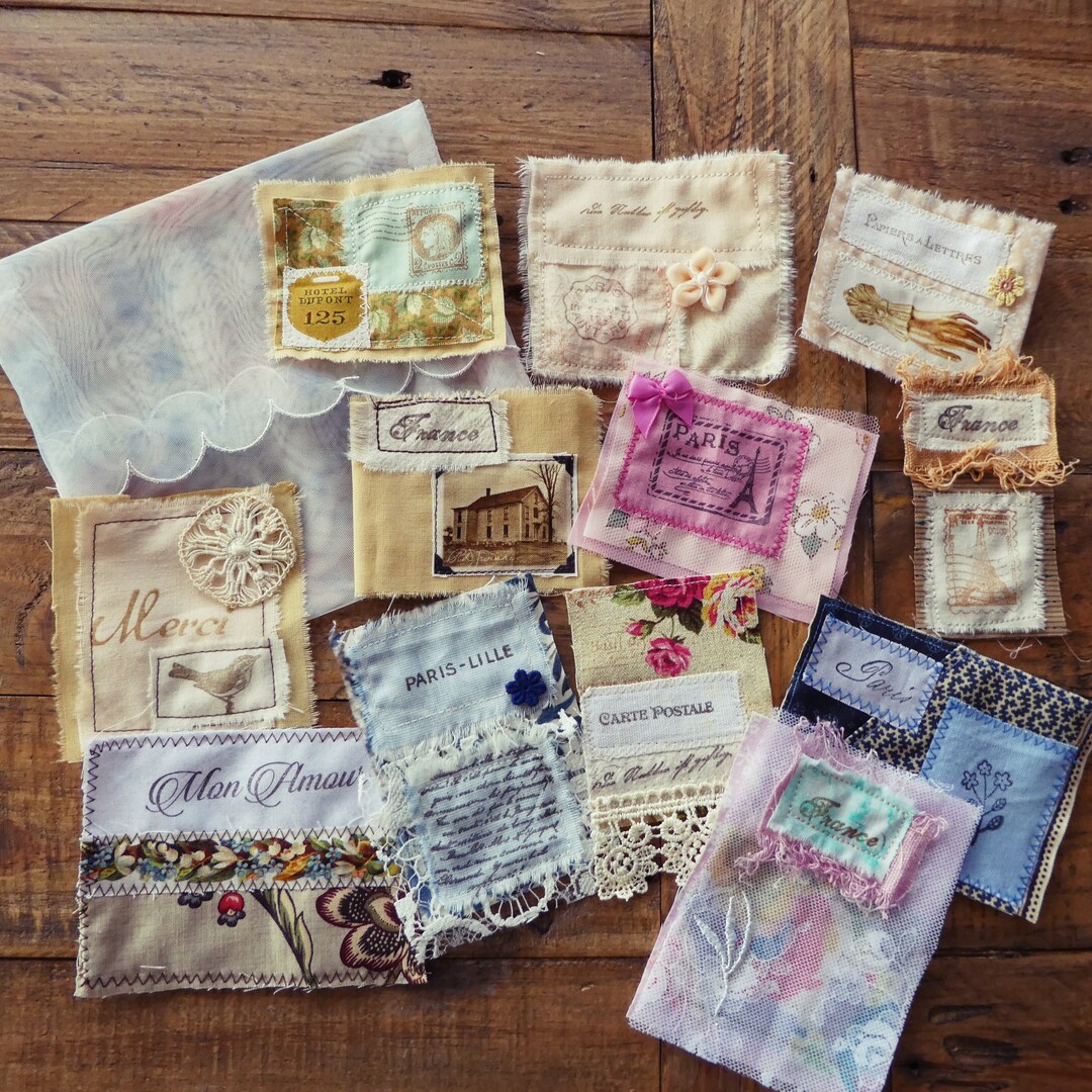 12 French Themed Fabric Snippet Embellishments in a Lace Sachet - Etsy
