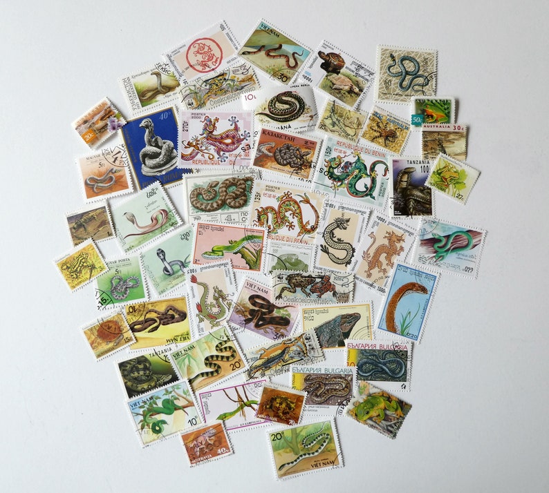 50 Reptiles and Amphibians Postage Stamps - Etsy