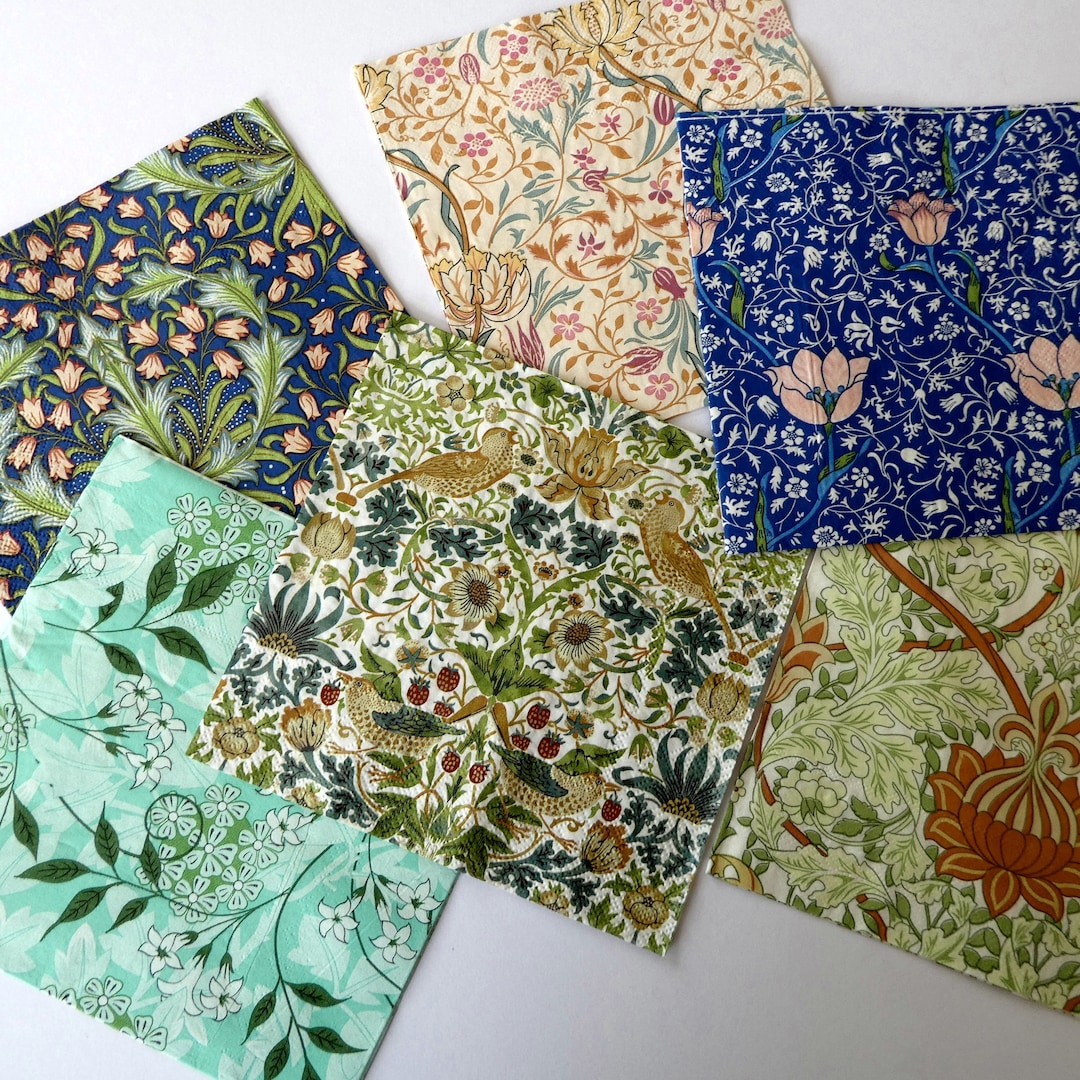 6 William Morris Paper Napkins for Decoupage, Scrapbooking, Mixed Media ...