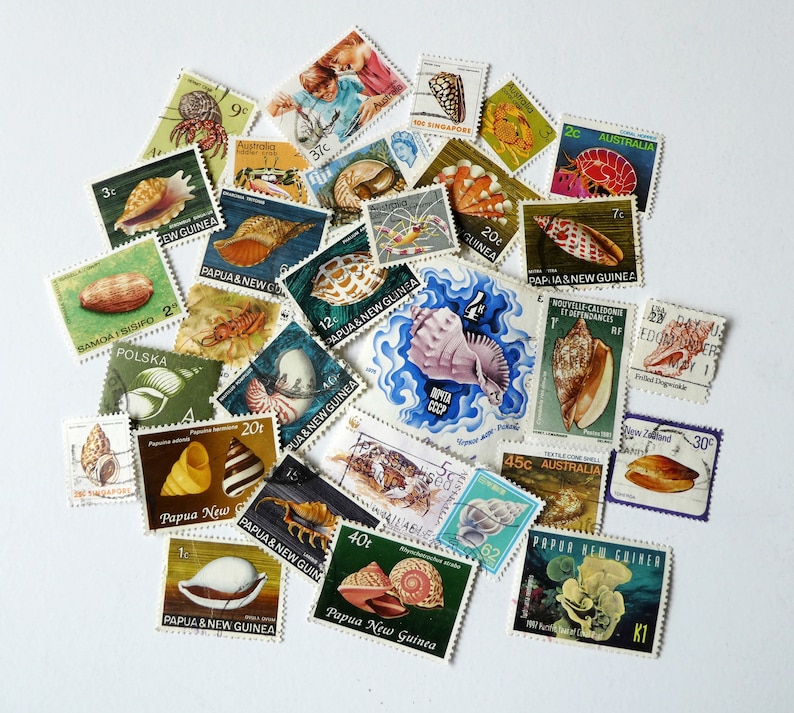 30 Shells and Crabs Postage Stamps Mixed Lot - Etsy