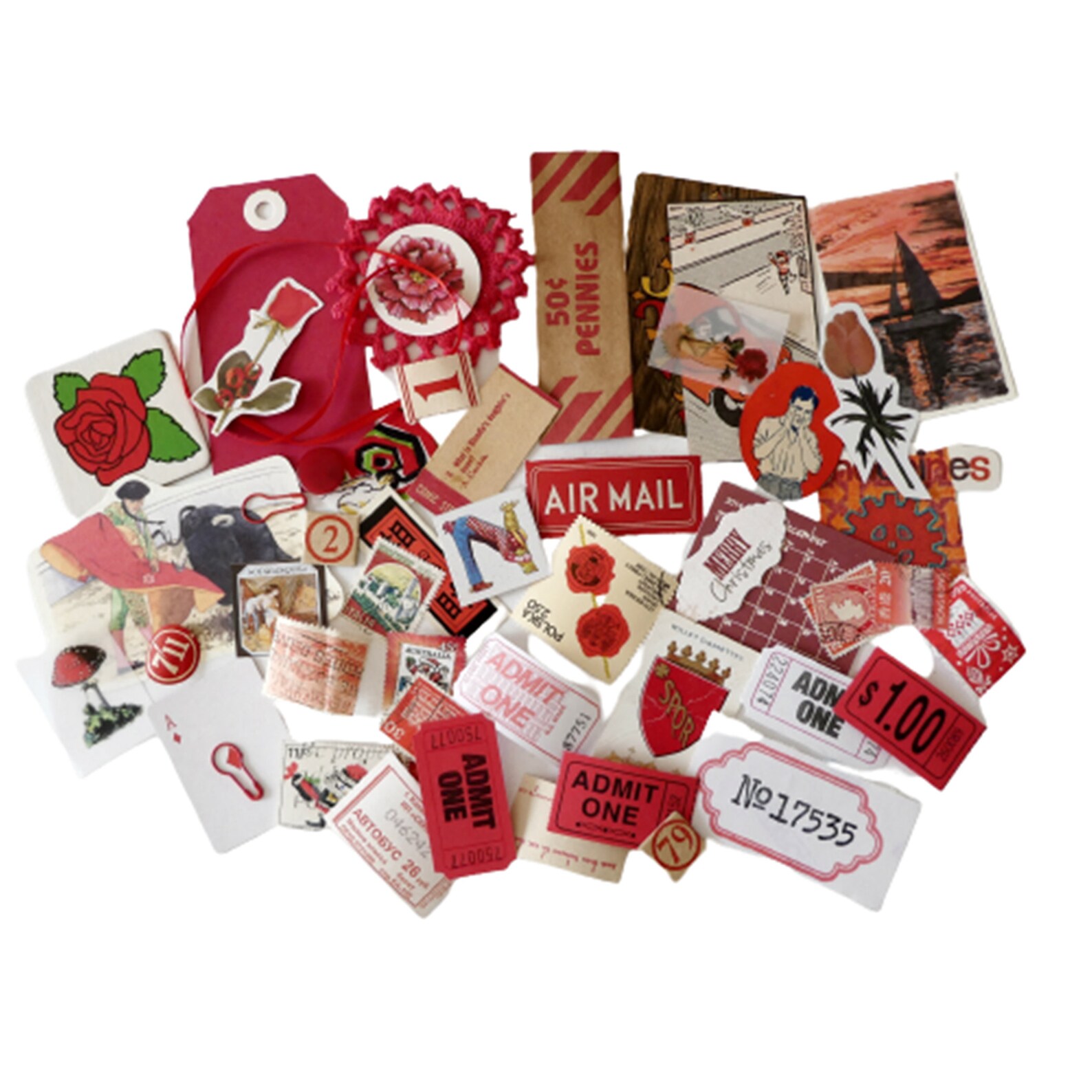 50 Mini Vintage Ephemera Pack Colour Themed Collage Pack - Etsy Australia