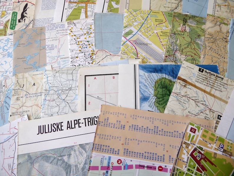 30 Piece Vintage Map Paper Scrap Pack 30 Map Collage Papers | Etsy