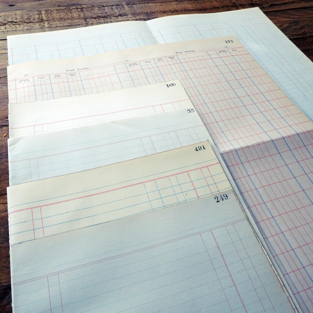 Vintage Ledger Paper Pack 12 Pages, Double Ledger Pages - Etsy
