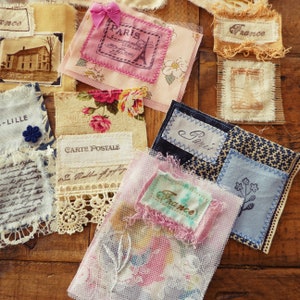 12 French Themed Fabric Snippet Embellishments in a Lace Sachet - Etsy