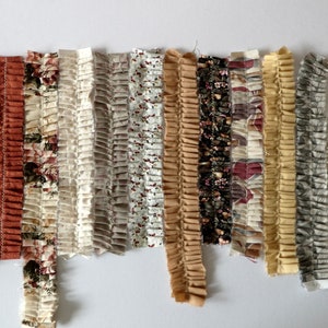 Cotton Fabric Ruffle Strips, 12 Pieces for Junk Journal Embellishments ...