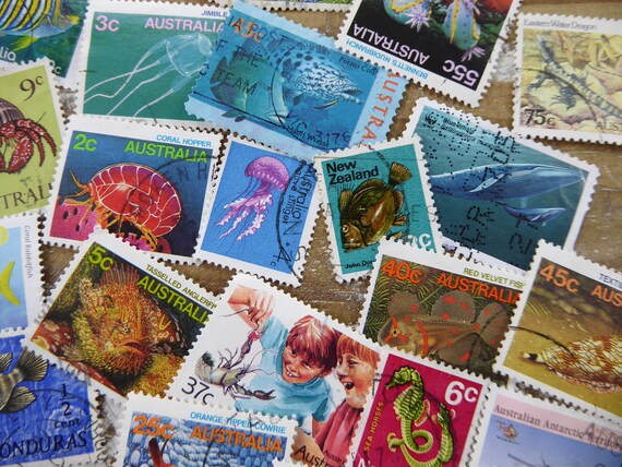 50 Fish and Sea Creatures Postage Stamps Mixed Lot - Etsy