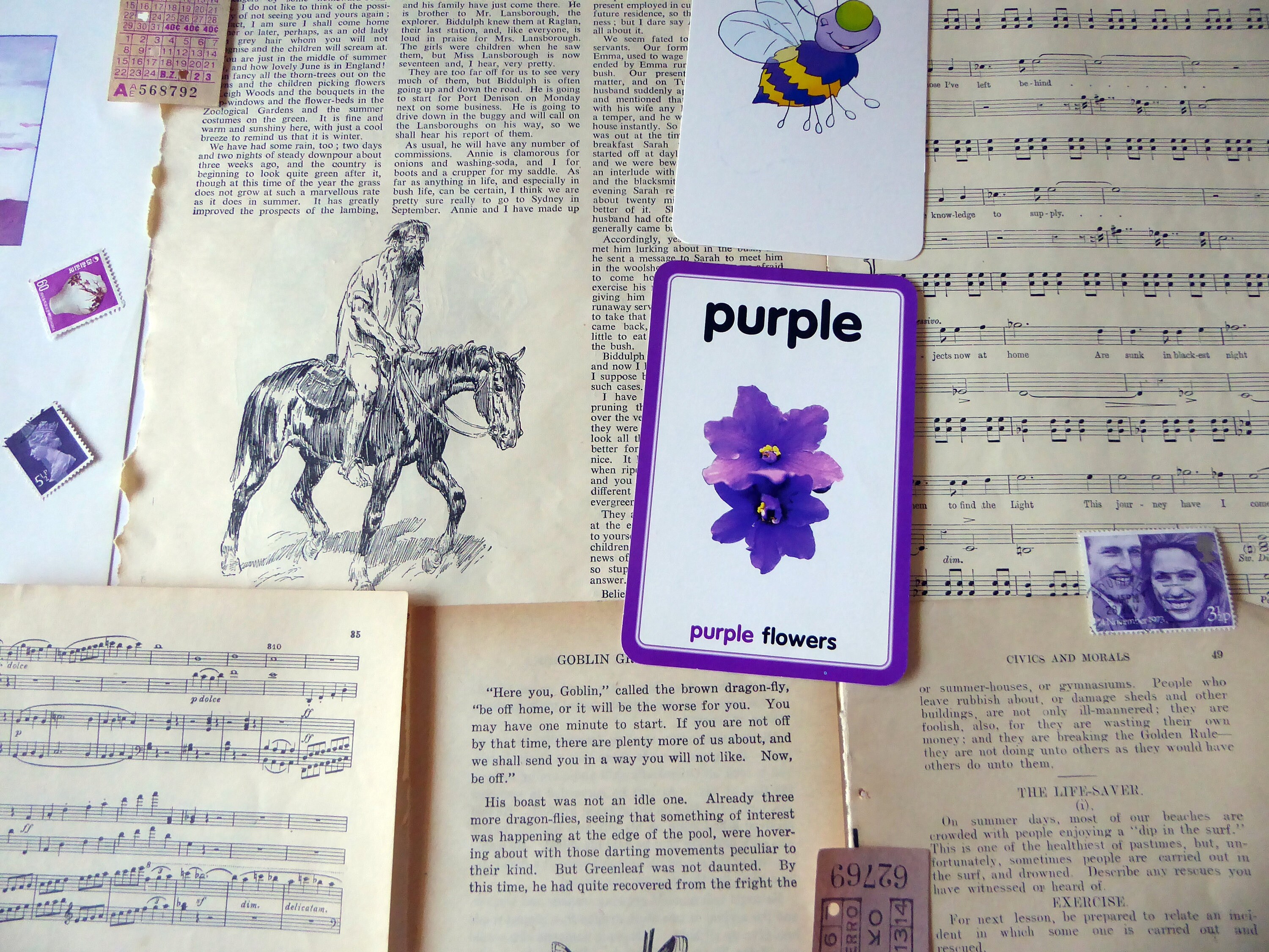 Purple ephemera pack 30 pieces | Etsy