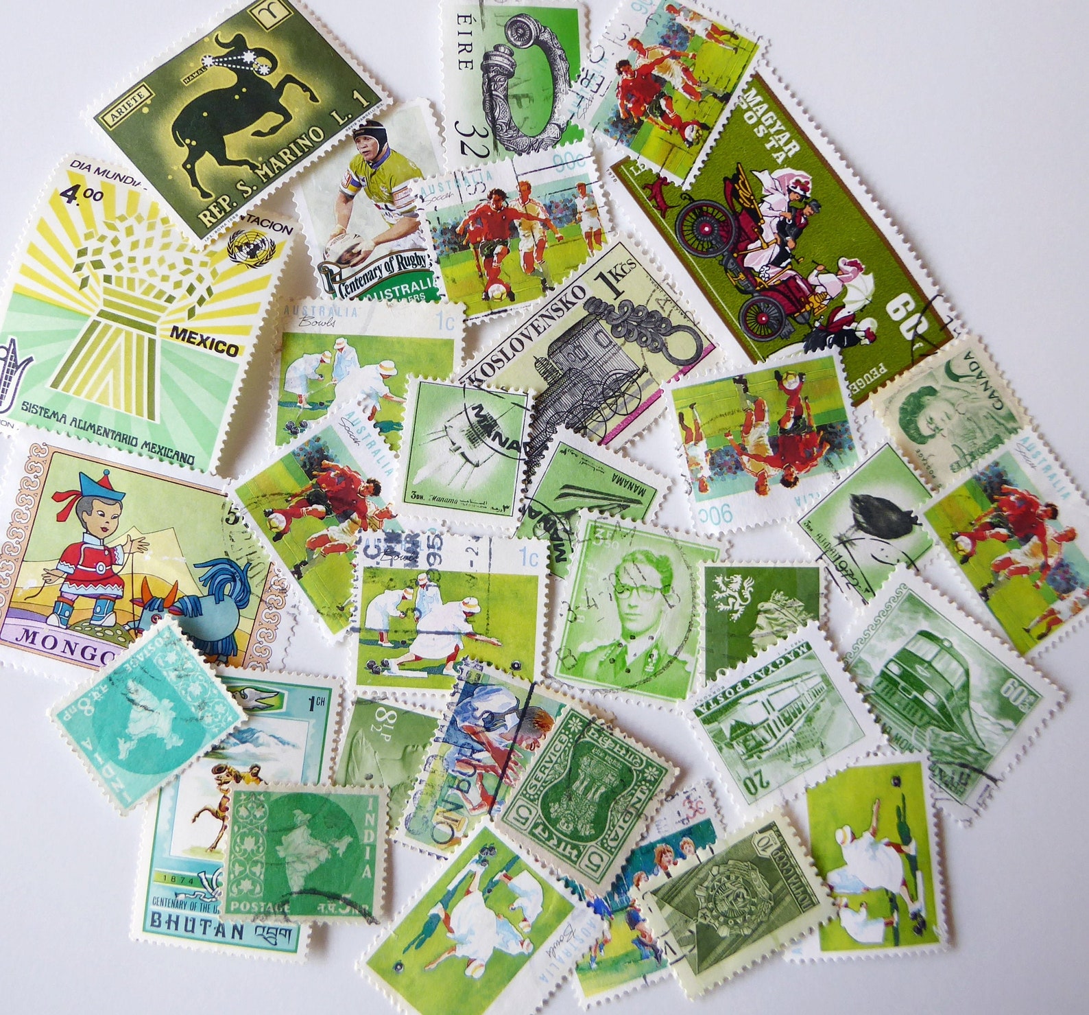 50 Vintage Lime Green Postage Stamps Mixed Lot - Etsy