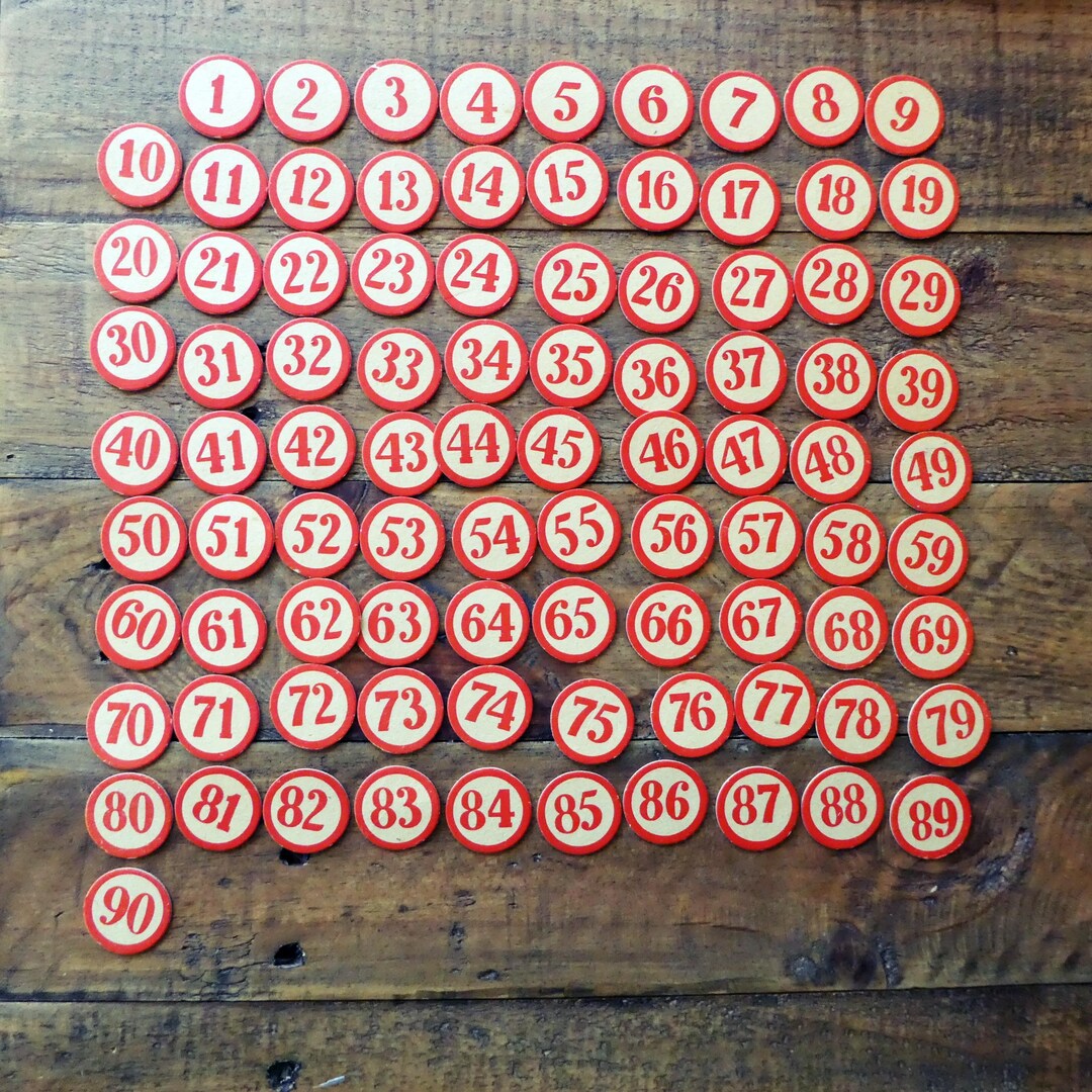 Full Set 90 Vintage Cardboard Lotto Numbers, Housie, Bingo - Etsy