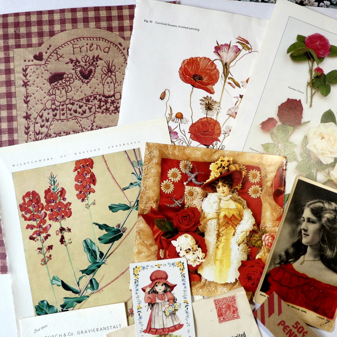 Red Vintage Ephemera Pack 30 Pieces - Etsy