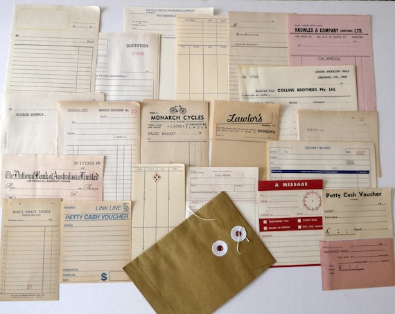 Vintage Receipts and Invoices Pack Vintage Ephemera Paper - Etsy Australia