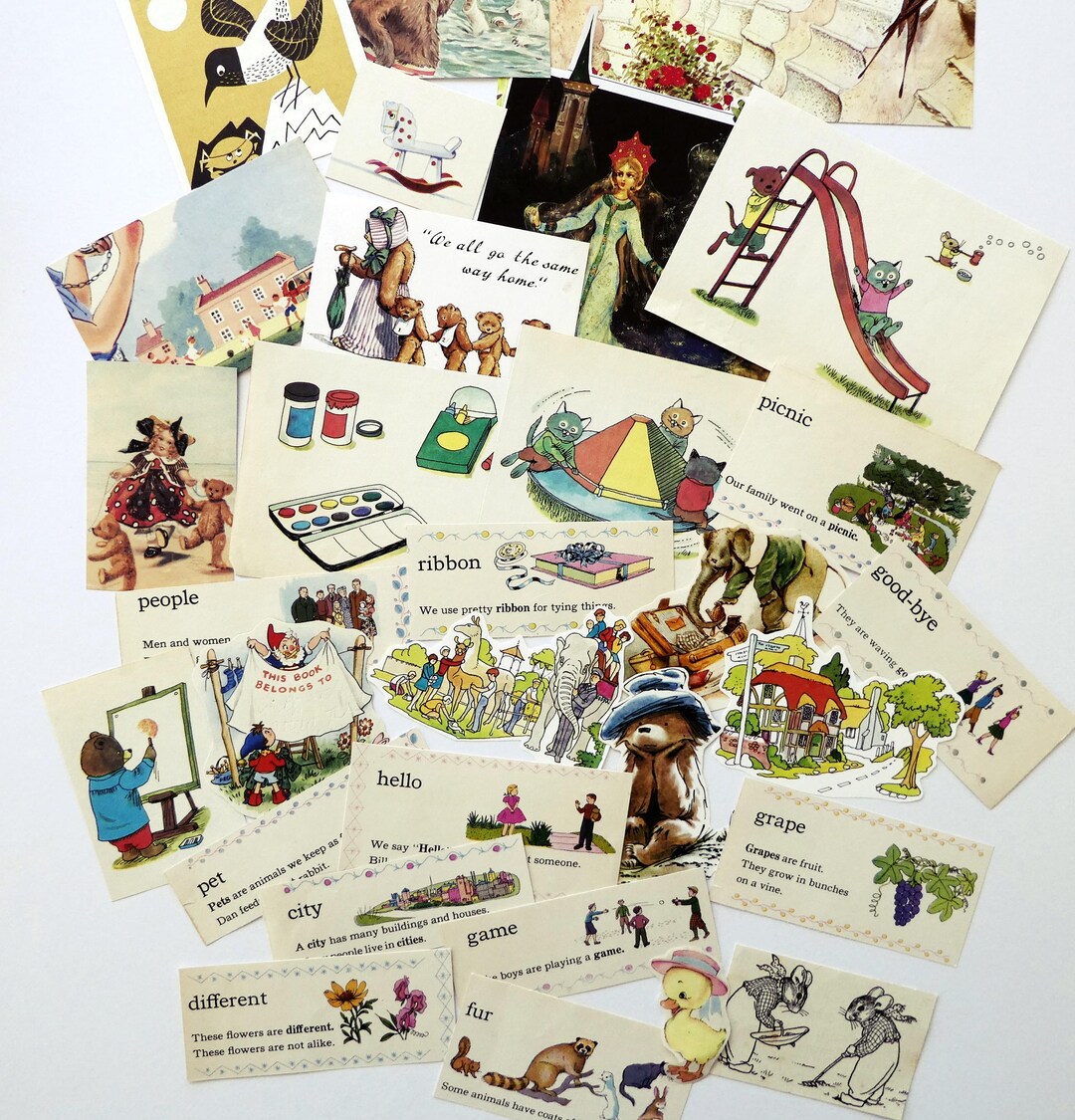 30 1950s and 1960s Children's Books Paper Clippings Die Cut Style Paper ...