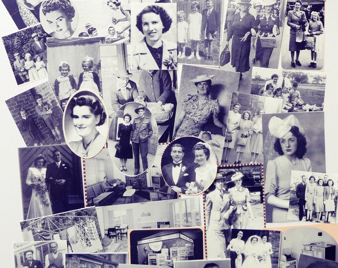 Vintage 1940s-50s Portrait Paper Clippings: Scrapbooking Collage Pack ...