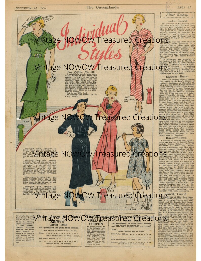 Vintage Sewing Patterns Digi Kit Digital Download Digital Kit Digital ...