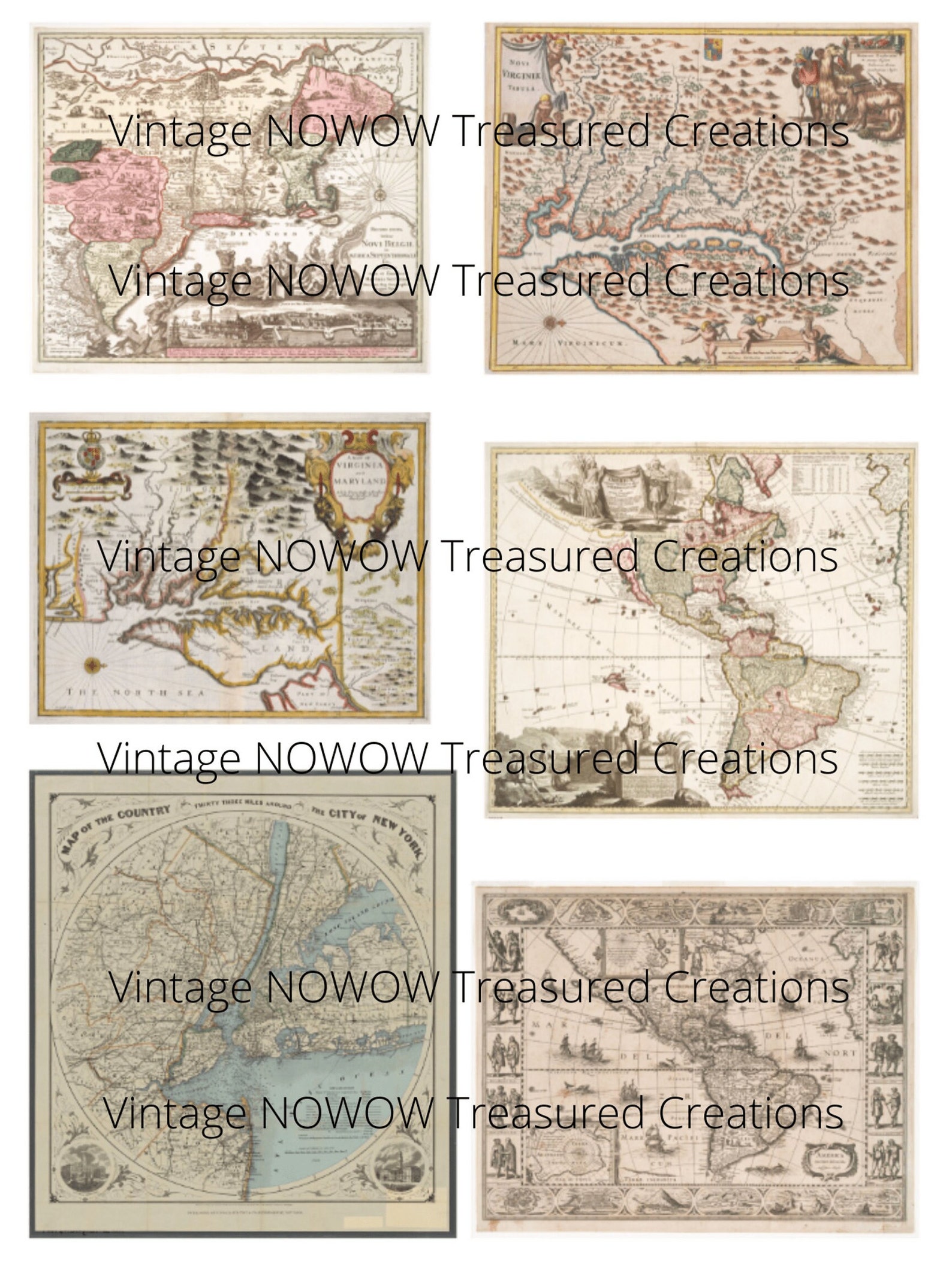 Vintage Maps Set 2 Digi Kits Digital Print, Digikit Digital Kit ...
