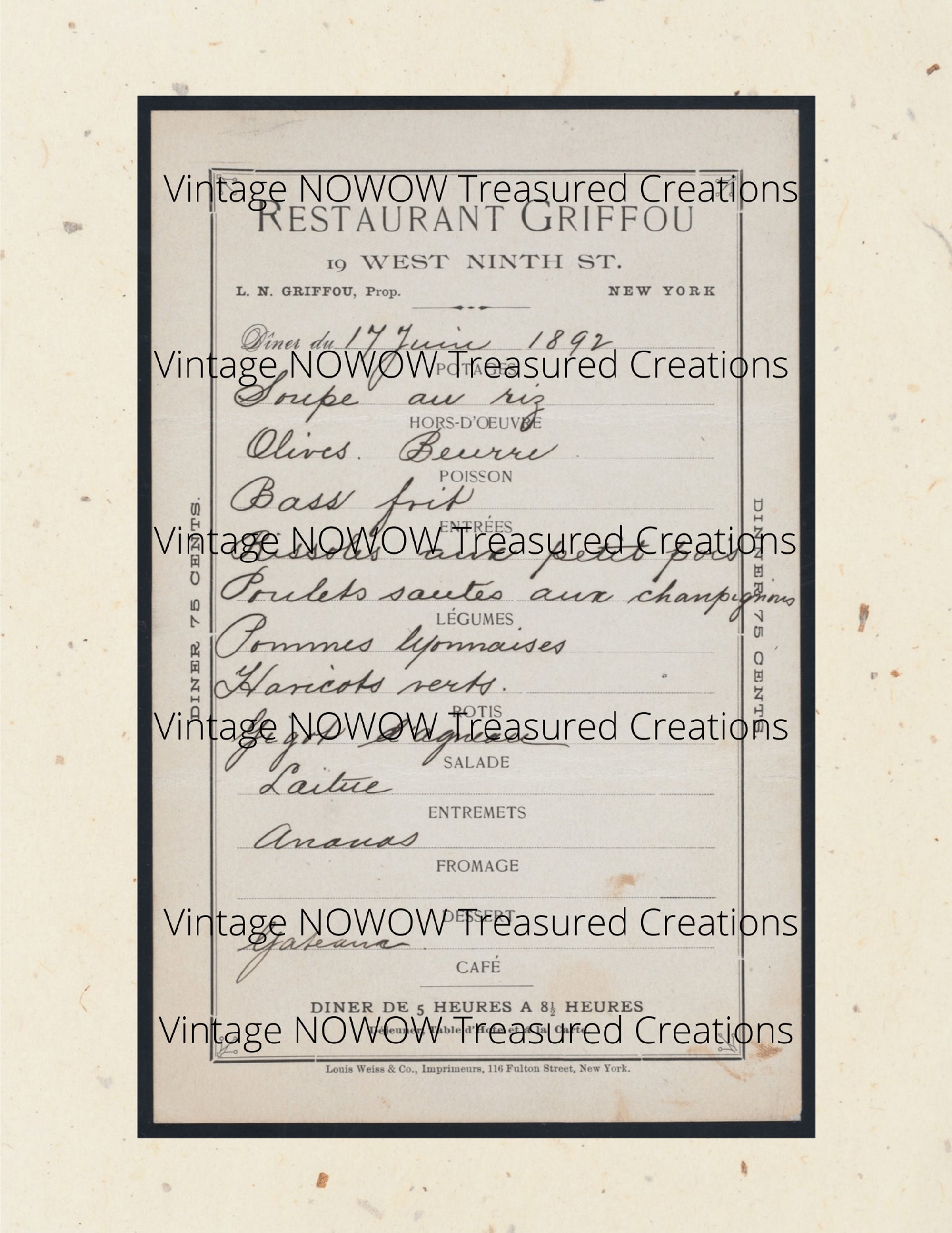 Vintage Menu's Digital Kit Digikit Digital Print Dig Kit - Etsy