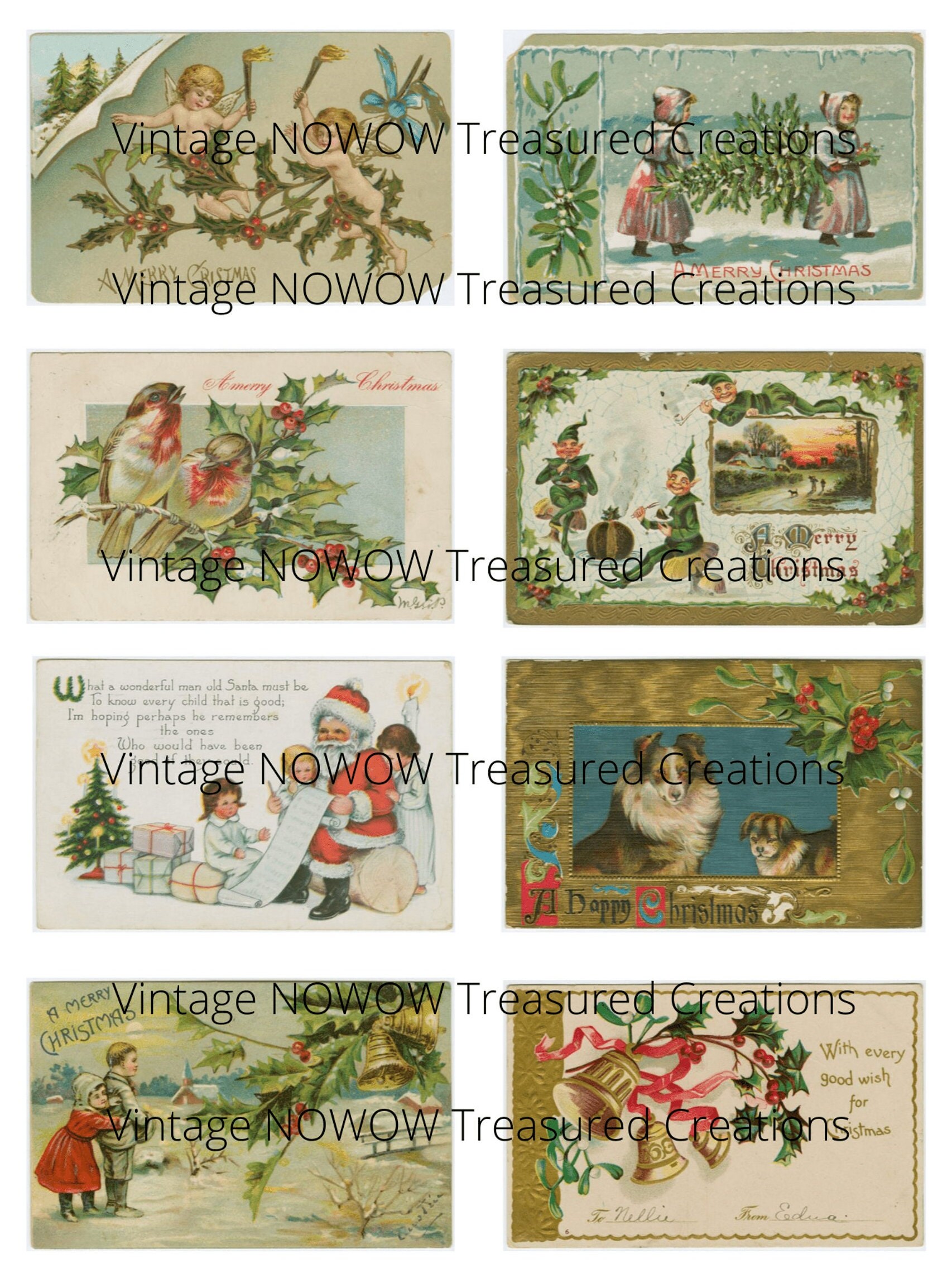 Vintage Christmas Post Cards Digital Download Digi Kit Printable ...