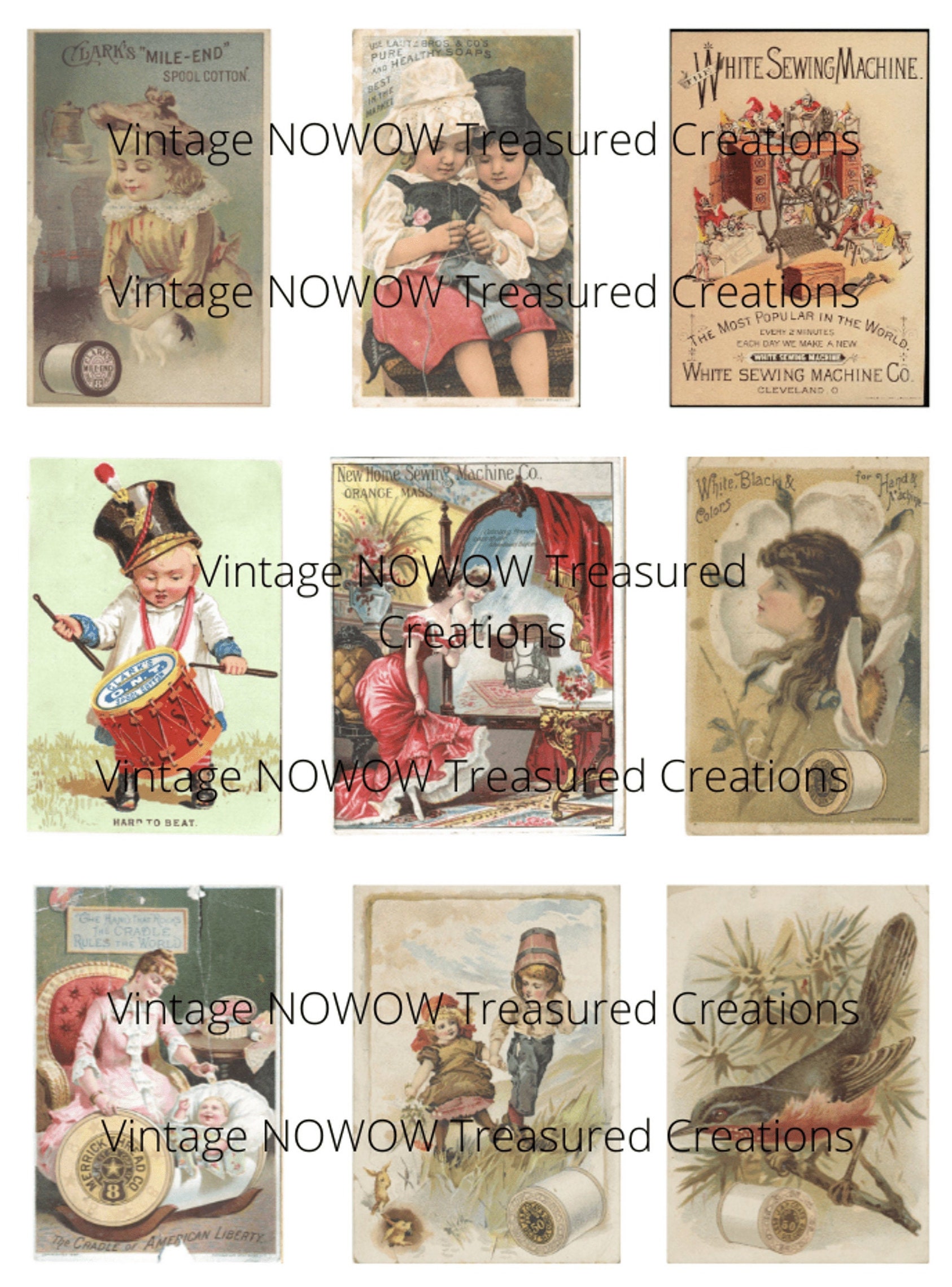 Vintage Sewing Cards and Ads Digital Kit Digital Image Digikit Digital ...